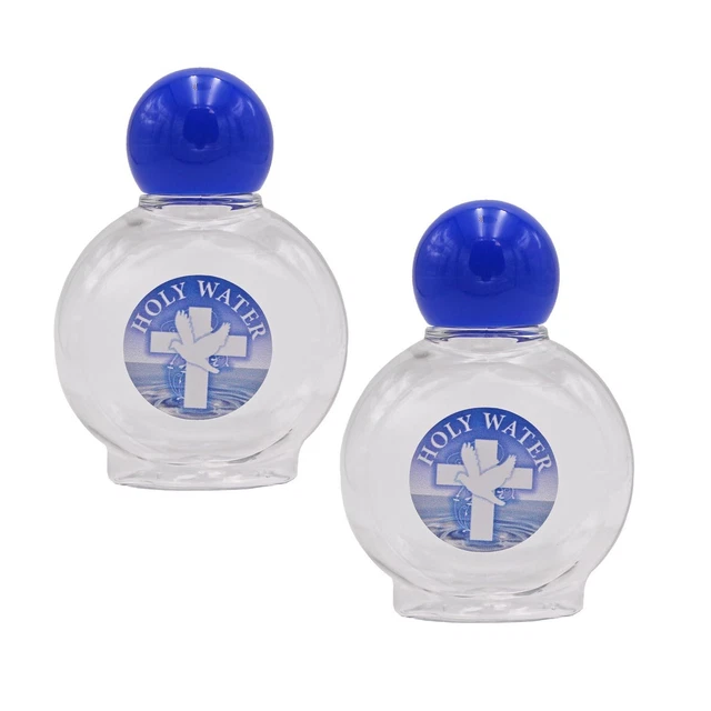 2 X HOLY Water Bottles Empty Reusable Plastic Dispenser with Blue Cap ...