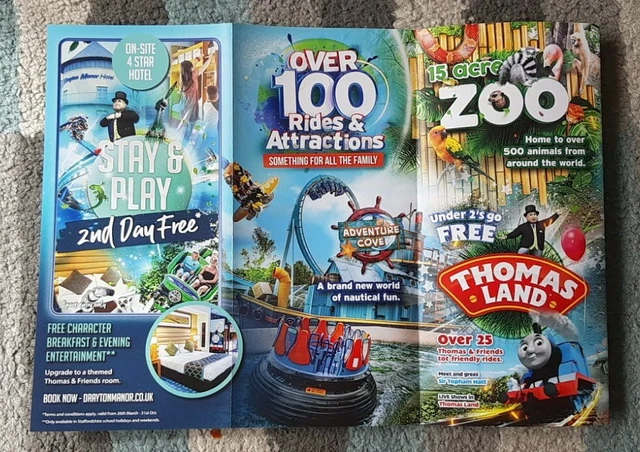 DRAYTON MANOR THEME Park Map & Flyer 2022 Vikings / Thomas The Tank ...