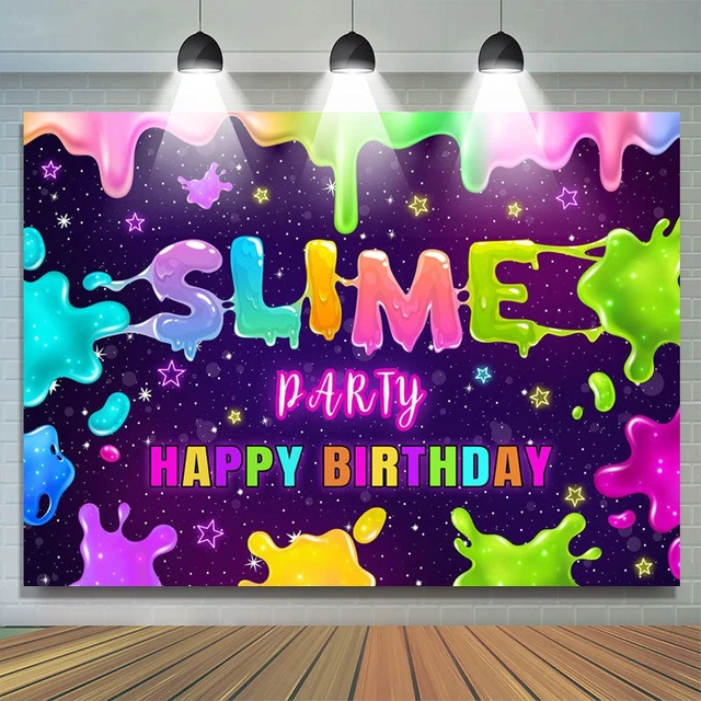 SLIME PARTY COLORFUL Stars Kids Birthday Backdrop $36.09 - PicClick AU