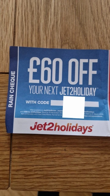 OFFICIAL JET 2 Rain Cheque £60 Off. Book By 30/11/24. For Hols To Mar ...