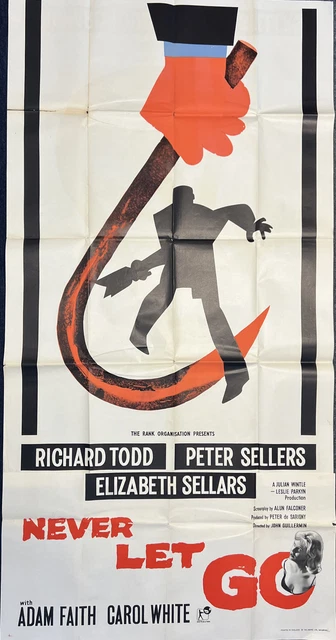 GENUINE UK 1960 Three 3 Sheet Film Poster, Never Let Go, Peter Sellers ...