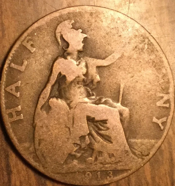 1913 UK GB Great Britain Half Penny Coin $2.74 - PicClick CA