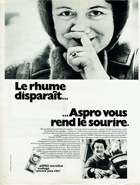 PUBLICITÉ ADVERTISING 0322 1969 Aspro microfiné aspirine Mme Leontine ...