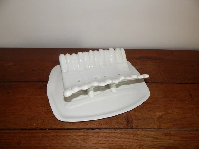 ANCIEN PLAT À ASPERGES avec Plateau à égoutter en PORCELAINE BLANCHE ...