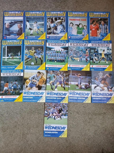 SIXTEEN SHEFFIELD WEDNESDAY Home Programmes 1983/84 1984/85 1986/87 ...