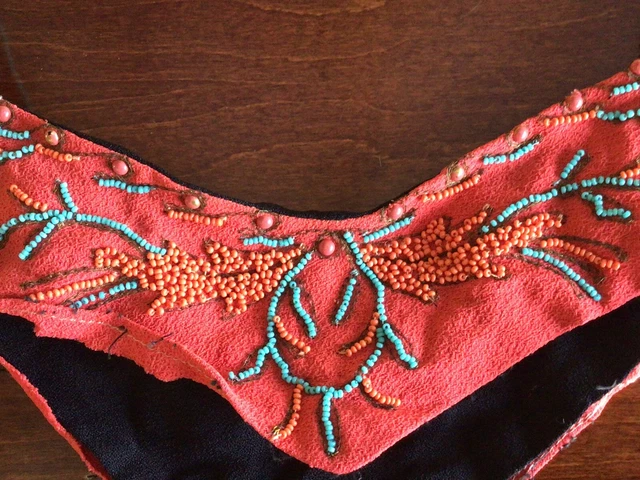 ANTIQUE VINTAGE ELABORATE Beaded Red Collar 1920’s $45.00 - PicClick