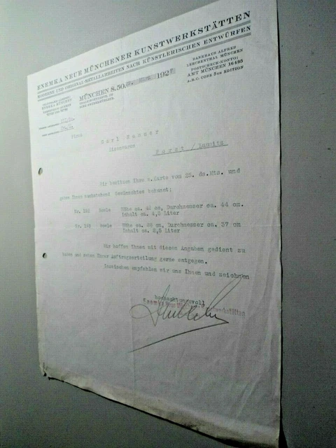 ALTE RECHNUNG ANSCHREIBEN Enemka Neue Kunstwerkstätten München 1927 EUR 5,99 - PicClick DE