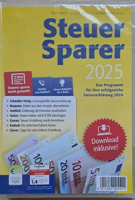 STEUERSPARER 2025 STEUERERKLÄRUNG für das Jahr 2024 NEU OVP - CD EUR 8,19 - PicClick DE