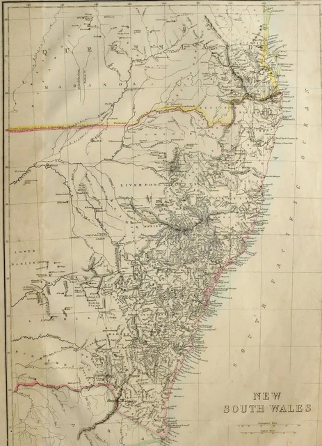 1865 ANCIEN CARTE Australie Neuf Sud Galles Camden Sydney Port JACKSON ...