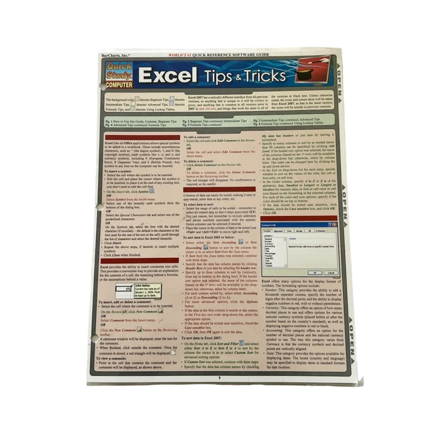 EXCEL TIPS & Tricks (quickstudy: Computer): By Inc. BarCharts $6.99 ...