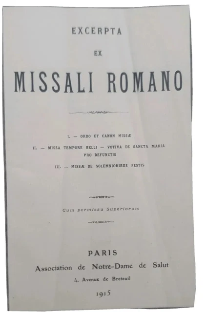 LIVRE EXCERPTA EX Missali Romano 1915 EUR 70,00 - PicClick FR
