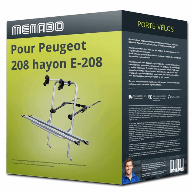 PORTE-VÉLO MENABO LOGIC 2 pour Peugeot 208 hayon E-208 06.2019-àcejour ...