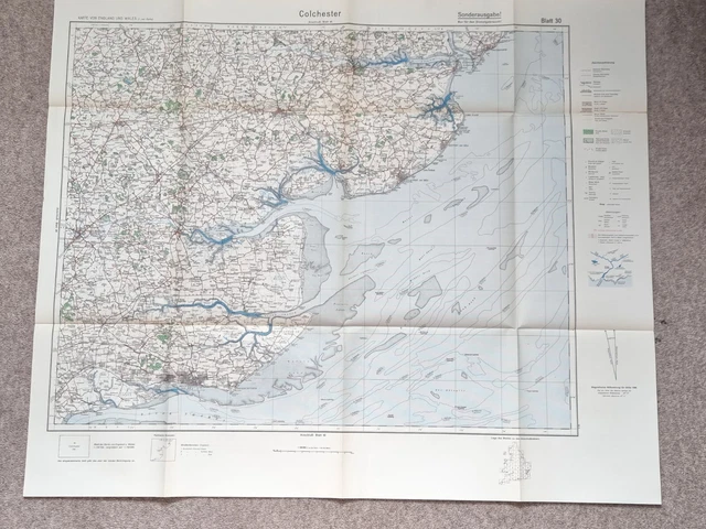 ORIGINAL WW2 GERMAN INVASION / AIRFORCE MAP Of COLCHESTER 1938 £29.99 ...