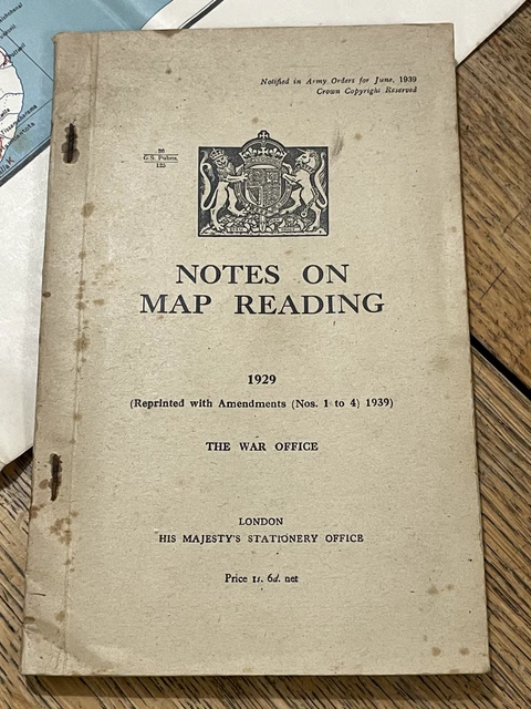 WW2 BRITISH ARMY Road Map Of India 1945 & Notes On Map Reading War ...