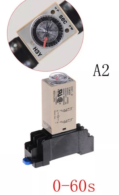 220 - 240VAC 5A 8 Pin 60s Timer Relay and Socket Din Rail Base Mount ...