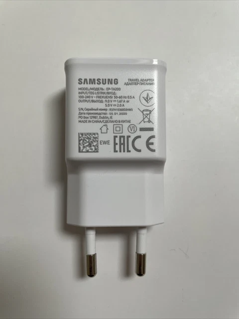 ORIGINAL SAMSUNG EP-TA200 2 Pin Fast Charger For Galaxy S10/S10E/S10 ...