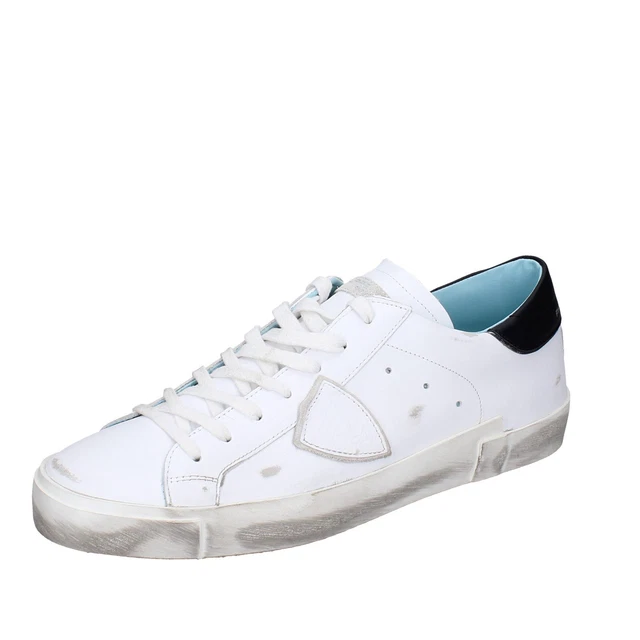 SCARPE UOMO PHILIPPE MODEL 42 EU sneakers bianco pelle nero EX335-42 ...