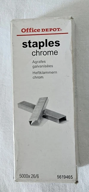 OFFICE DEPOT 5000 x 26/6 chrome staples, great quality, for staple gun ...