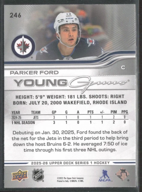 2025-26 UD SERIES 1 Parker Ford 246 Young Guns RC $3.75 - PicClick CA