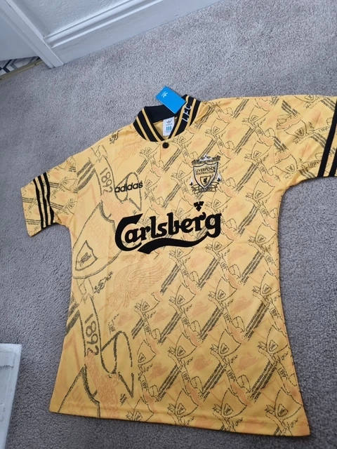 LIVERPOOL LFC 1994-96 Retro Third Away Football Shirt Large Yellow ...