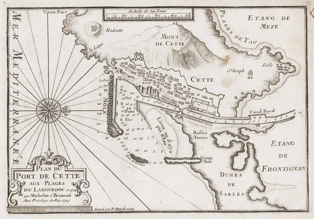 SETE OCCITANIE CUTOUT Carte Map Maritime Chart Michelot Bremond 1727 £ ...