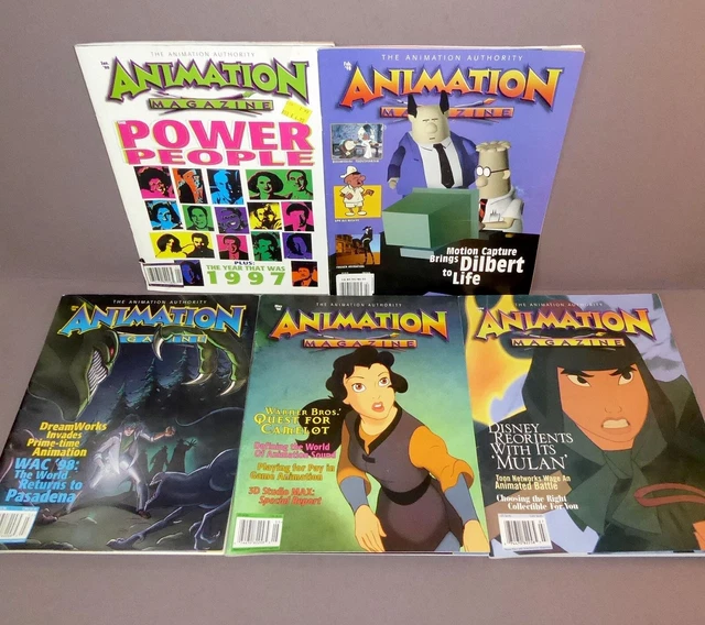 ANIMATION MAGAZINE LOT of 5 Vintage 1998 Dreamworks, Disney Mulan ...