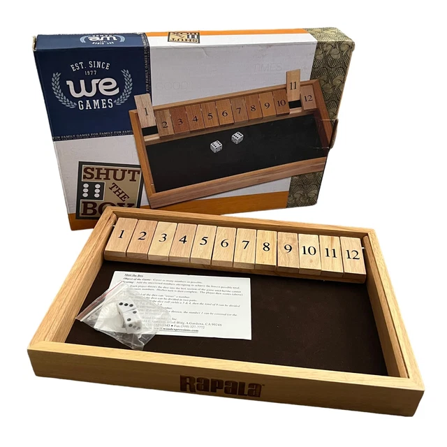 12 NUMBER WOODEN Shut The Box Dice Game Board Set Family Pub Bar Dice ...