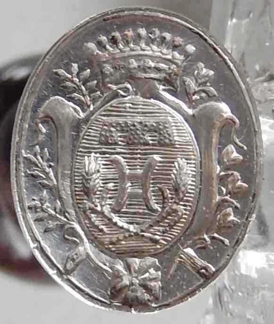 SCEAU ARMOIRIES, CACHET ARGENT 18eme,couronne, COMTE,HERALDIQUE ...