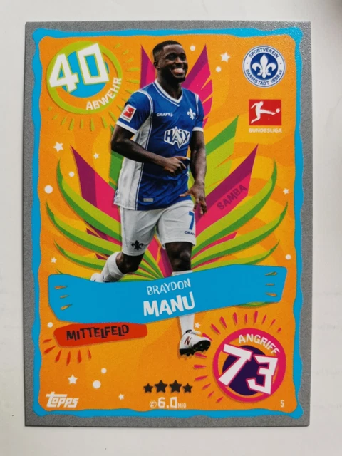 TOPPS MATCH ATTAX Bundesliga 2023 2024 carte de samba n°5 Braydon Manu ...