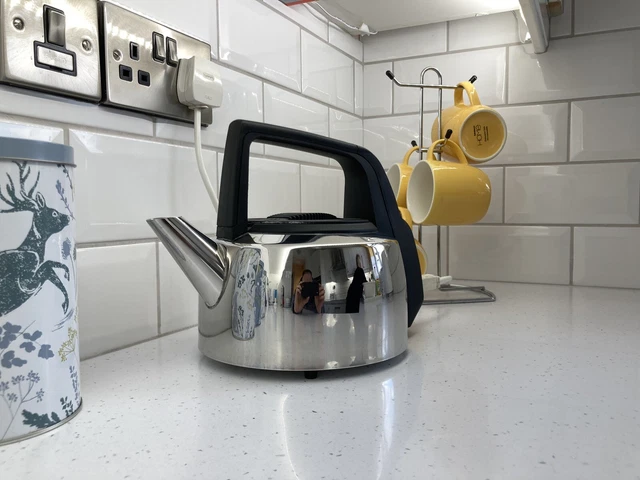 VINTAGE CORDED KETTLE Retro 80’s 90’s Metal Chrome British Haden ...