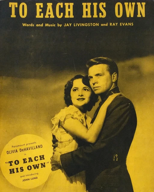 OLIVIA DEHAVILLAND TO Each His Own Sheet Music For Piano 1946 olivia-dehavilland-to-each-his-own-sheet-music-for-piano-1946
