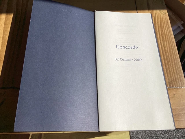 BRITISH AIRWAYS CONCORDE Special Flights Menu Toronto - JFK 2nd October ...