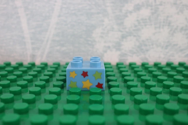 LEGO DUPLO 2X2 Brick Part Photo Picture Image Blue Stars Specialty £1. ...