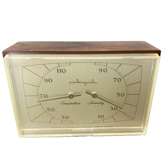 VINTAGE AIRGUIDE BAROMETER Thermometer Weather Station Mid Century ...
