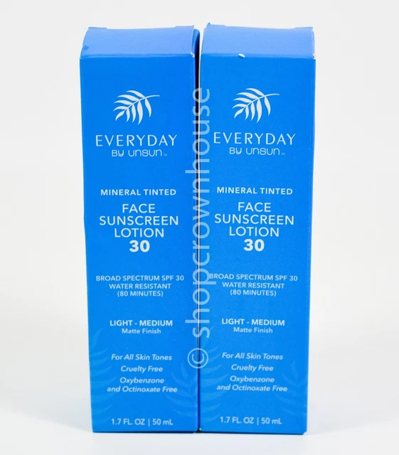 12/2025 ~ 2 Everyday UnSun FACE Sunscreen Lotion 30 LIGHT MEDIUM Matte ...