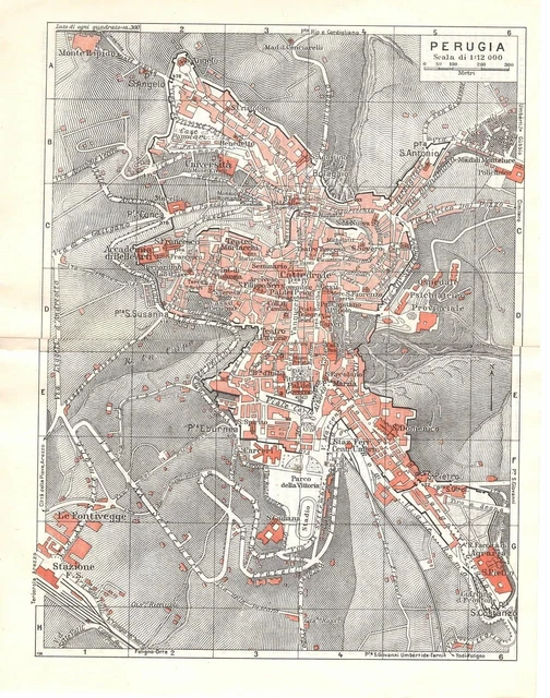 ANTIQUE MAP PERUGIA city plan TCI 1939 Antique map £12.44 - PicClick UK