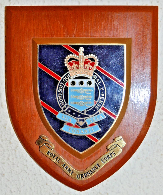 VINTAGE ROYAL ARMY Ordnance Corps regimental mess wall plaque shield ...