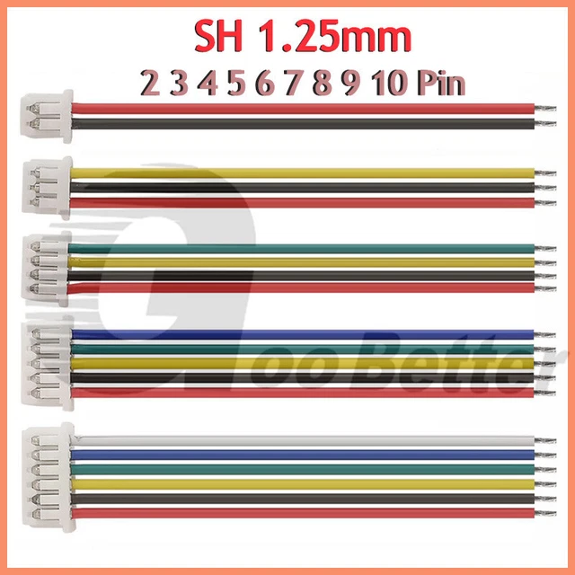 JST-SH 1.25MM PITCH Female Plug Connector Cable Wires 2/3/4/5/6/7/8/9/10 Pin EUR 1,63 - PicClick FR