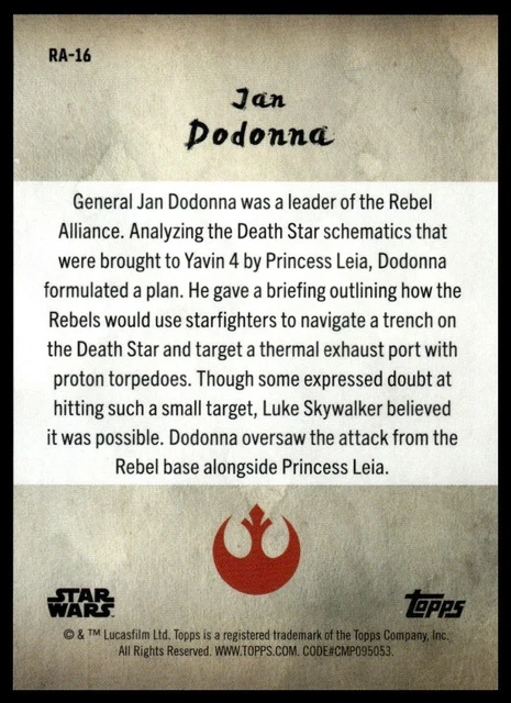 2025 TOPPS STAR Wars Meiyo Jan Dodonna #RA-16 £1.77 - PicClick UK