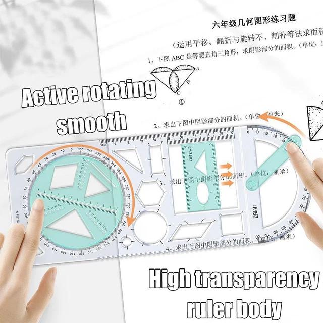MULTIFUNCTIONAL GEOMETRIC RULER Drawing Template Measuring Draft Rulers ...