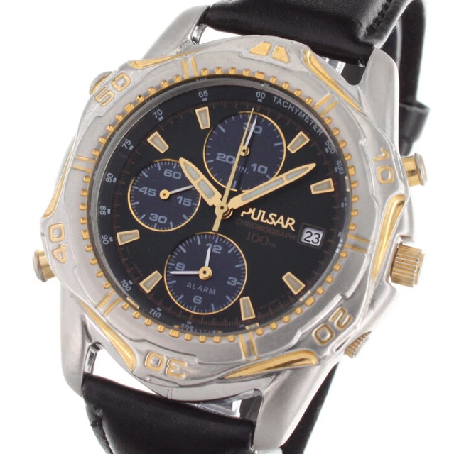 PULSAR SEIKO TITANIUM Pilot 1/10-Chronograph Bicolor Date Herrenuhr ...