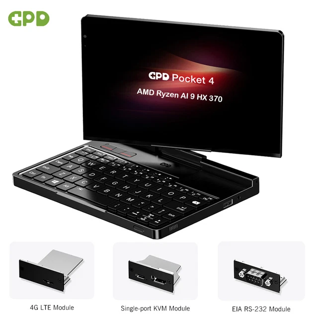 2025 GPD POCKET 4 Mini PC Modular Handheld PC AMD AI 9 HX370 32GB +2TB ...