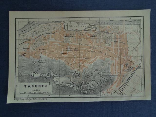 PLAN ANCIEN VILLE De Sagunto Espagne Mapa Map 1908 EUR 12,00 - PicClick FR