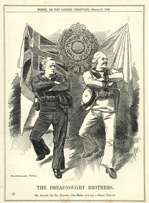 RARE 1908 BRITISH Political Cartoon - Prime Minister ASQUITH & Arthur ...