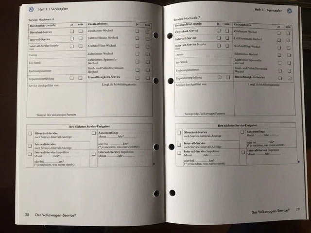 VW SERVICEHEFT SCHECKHEFT Serviceplan Wartungsheft Golf Passat Touran ...