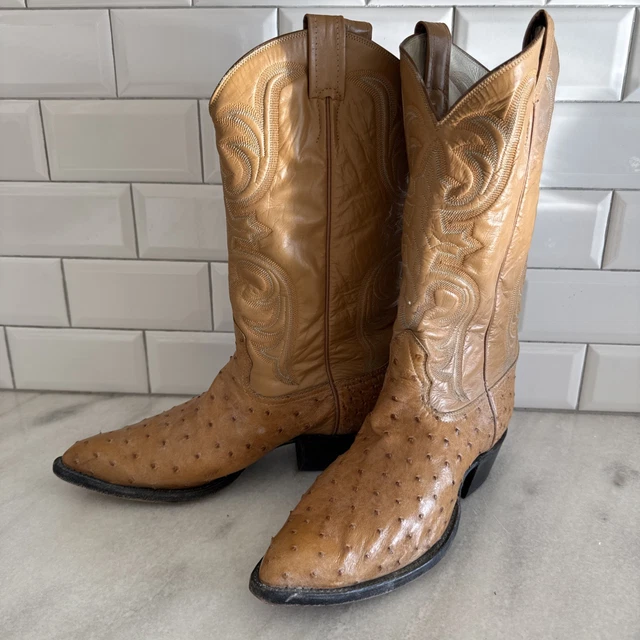 VINTAGE MEN’S 8.5EE Ostrich Cowboy Boots Longhorn San Antonio With Box £112.69 - PicClick UK