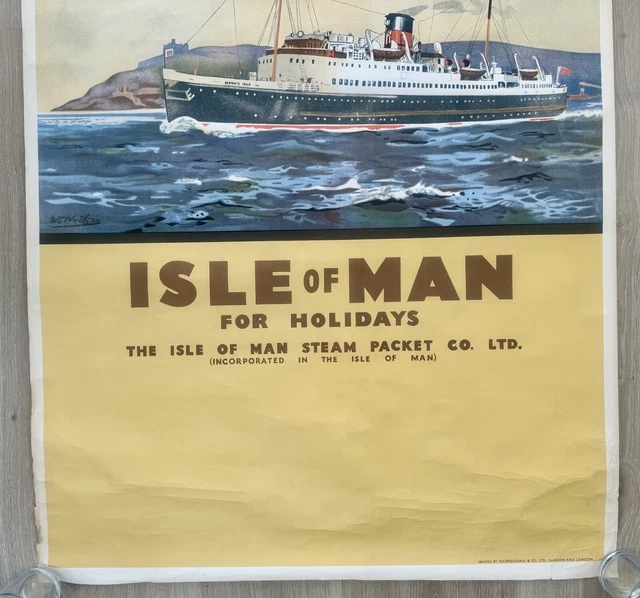 ORIGINAL 1950S ISLE OF MAN STEAM PACKET Co TRAVEL POSTER VINTAGE £285. ...
