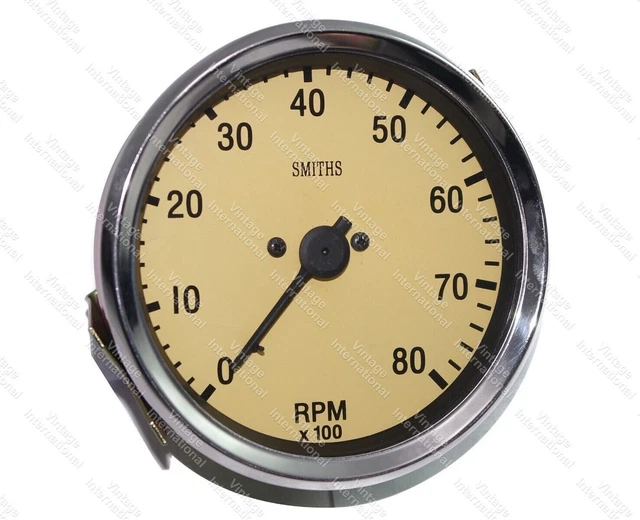 CLASSIC CAR SMITHS Replica Tachometer 80 RPM x100 Black & Magnolia ...