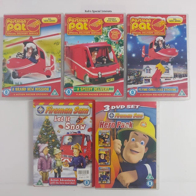 FIREMAN SAM & Postman Pat 5x DVD Bundle Joblot Kids Children's Hero ...