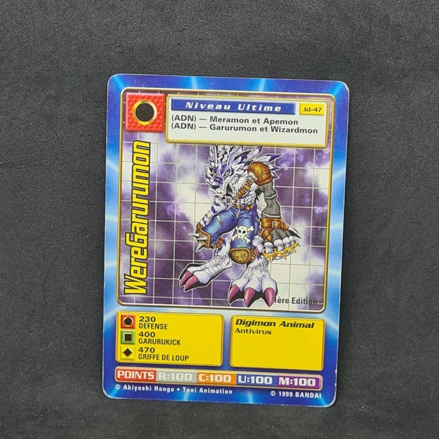 CARTE DIGIMON WEREGARURUMON Jd-47 niveau ultime 1er Edition Bandai 1999 EUR 3,20 - PicClick FR